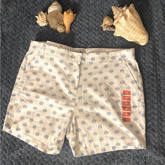 Caribbean Joe | Shorts | Seashell Print White Button Zip Fly Classic ...